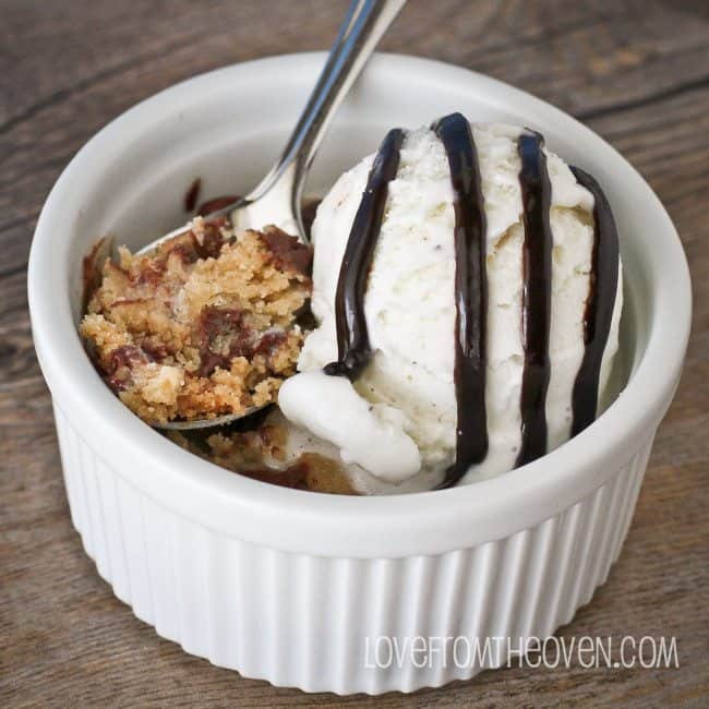 Single Serving Deep Dish Cookie A La Mode • Love From The Oven