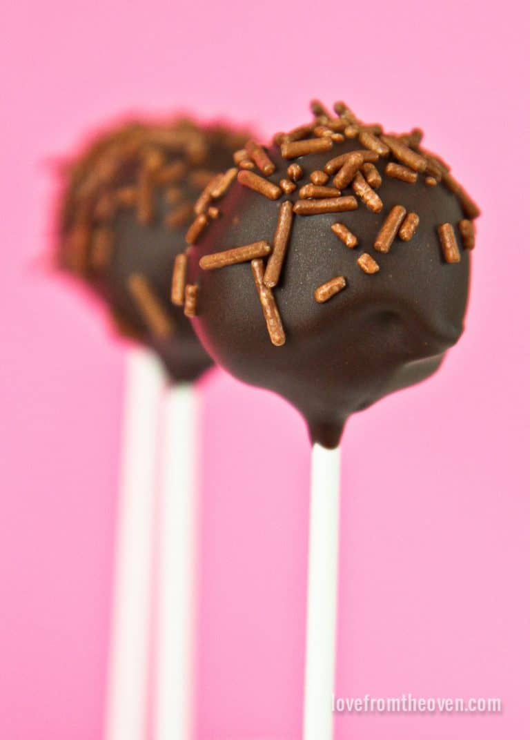 Cookie Dough Cake Pops with Dove Dark Chocolate • Love From The Oven