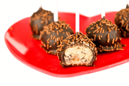 Cookie Dough Cake Pops with Dove Dark Chocolate • Love From The Oven
