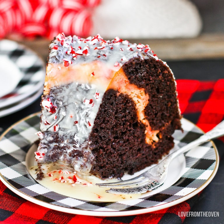 Easy Peppermint Bark Bundt Cake • Love From The Oven