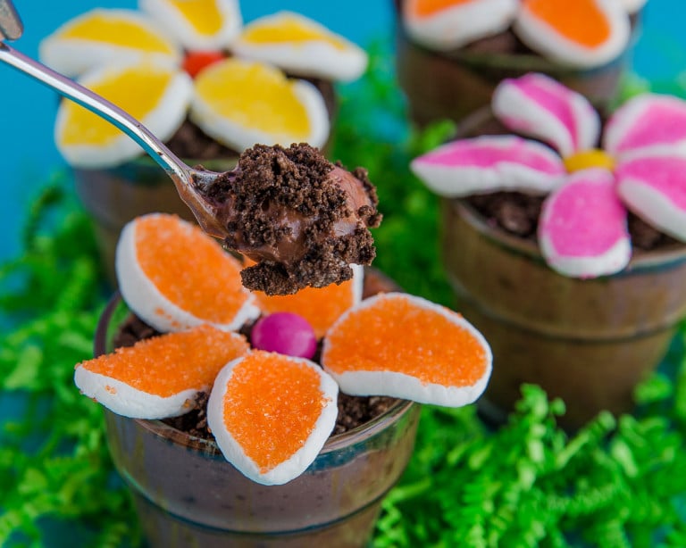 Flower Pot Pudding Dirt Cups • Love From The Oven