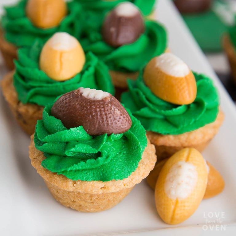 Football Candy Corn Cookie Cups • Love From The Oven