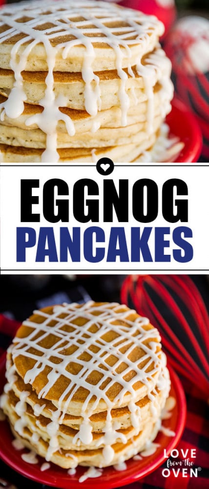 Easy Eggnog Pancakes With Eggnog Glaze Topping