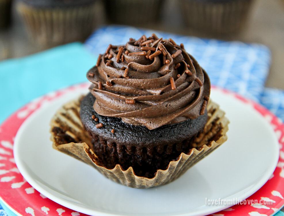 Chocolate Cake Mix Cupcakes • Love From The Oven