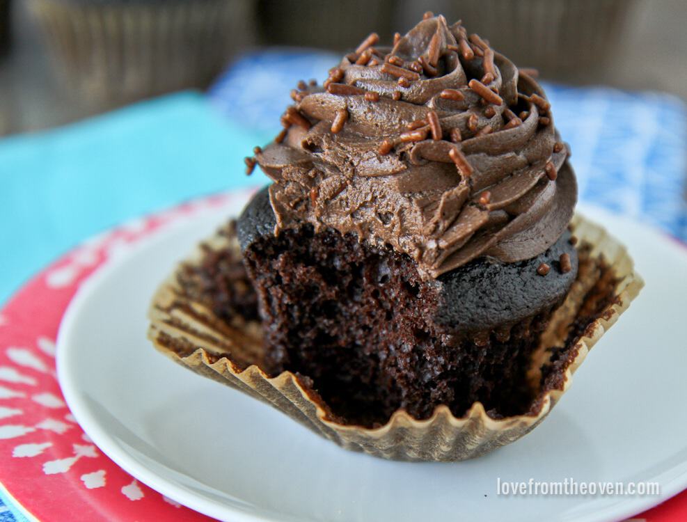 Chocolate Cake Mix Cupcakes • Love From The Oven