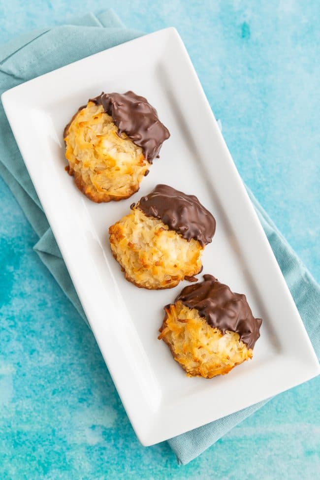 Chocolate Dipped Macaroons • Love From The Oven