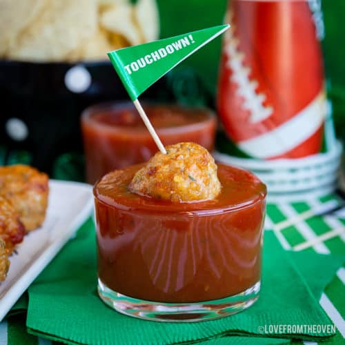 Easy Baked Chicken Parmesan Meaballs • Love From The Oven