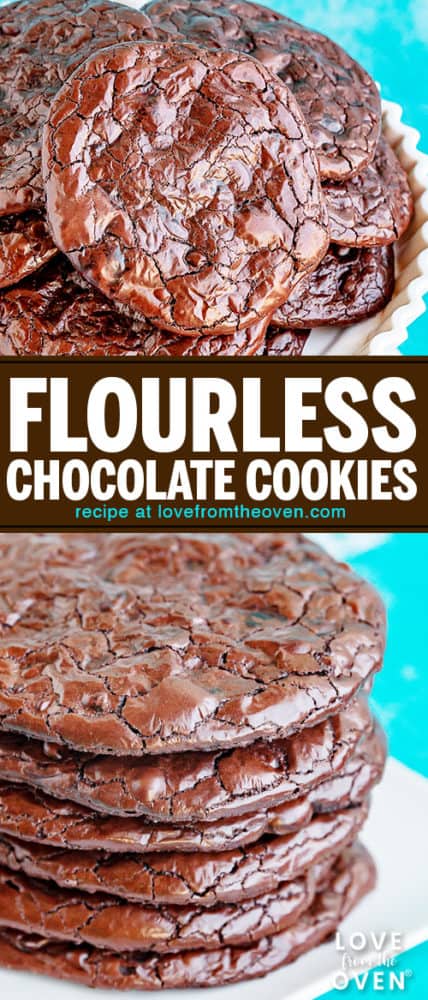 Quick & Easy Flourless Chocolate Cookies • Love From The Oven
