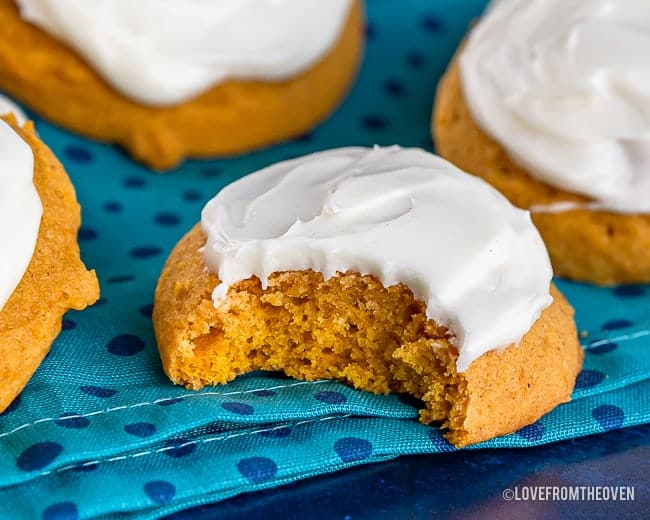 Soft Pumpkin Cookies With Cream Cheese Frosting • Love From The Oven