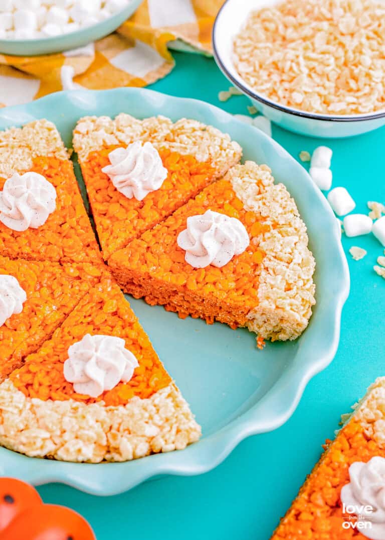 Pumpkin Pie Rice Krispie Treats • Love From The Oven